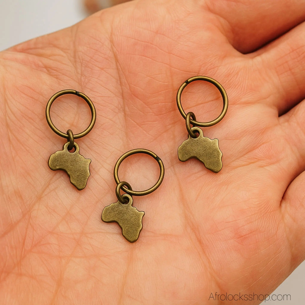 Bijoux cheveux carte d’Afrique (lot de 3) – anneau 10 mm, bronze – pour ...