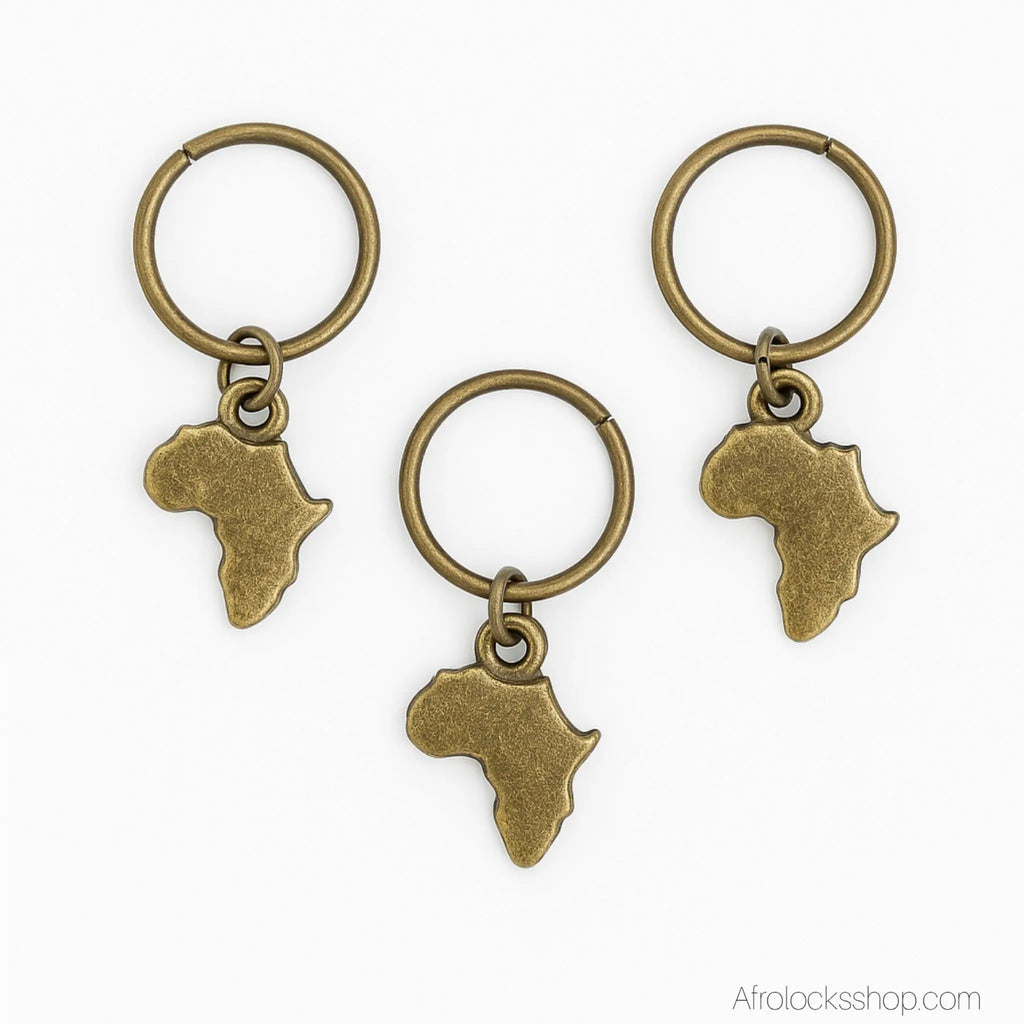 Bijoux cheveux carte d’Afrique (lot de 3) – anneau 10 mm, bronze – pour ...