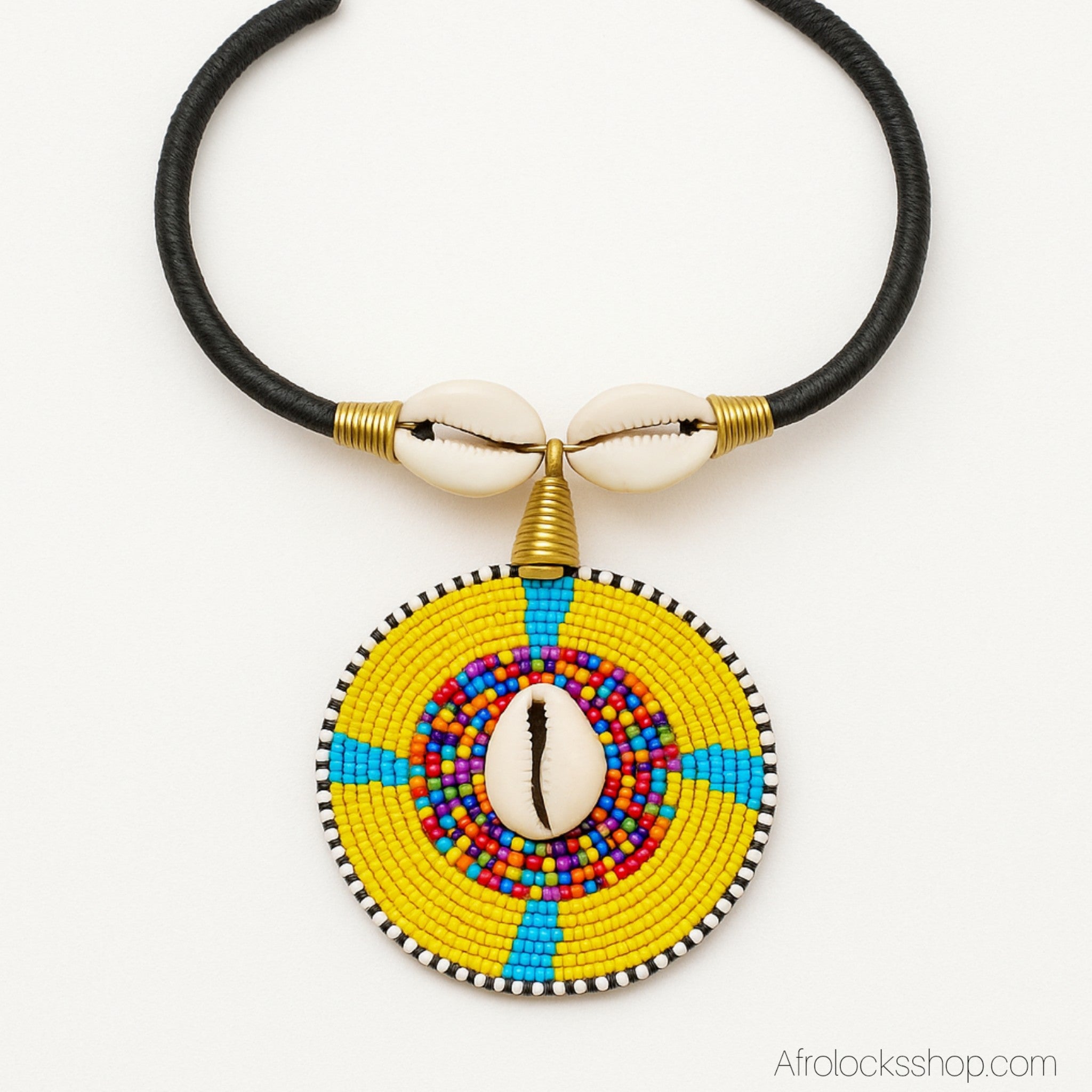 Collier cauris et perles – ras-de-cou cuir fait main au Kenya ...